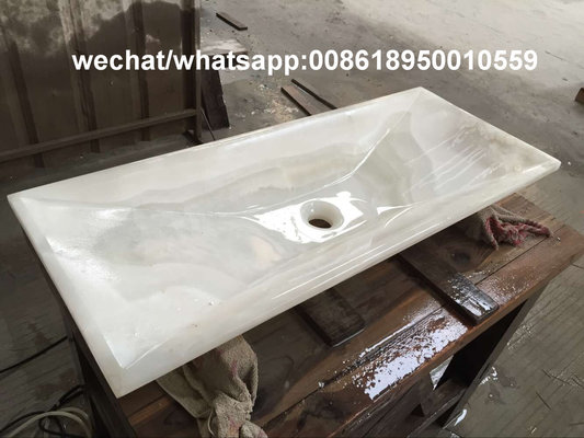White Onyx luxury bathroom rectangle sinks stone wash basin
