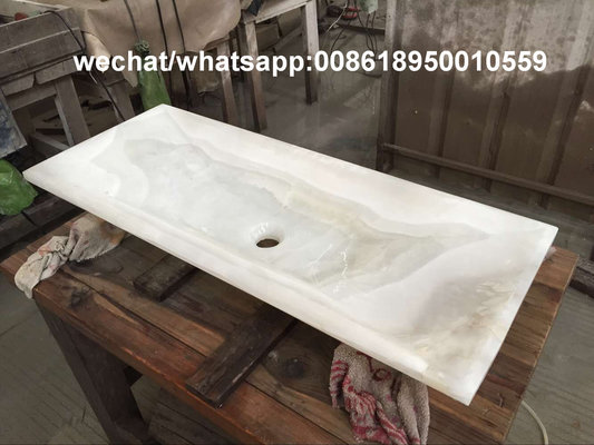 White Onyx luxury bathroom rectangle sinks stone wash basin