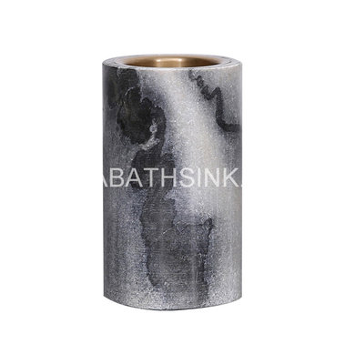China Cloudy Grey Marble cylinder Candle Holder stone candlestick