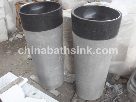 Black Limestone Simple Pedestal Sinks Standing Sinks