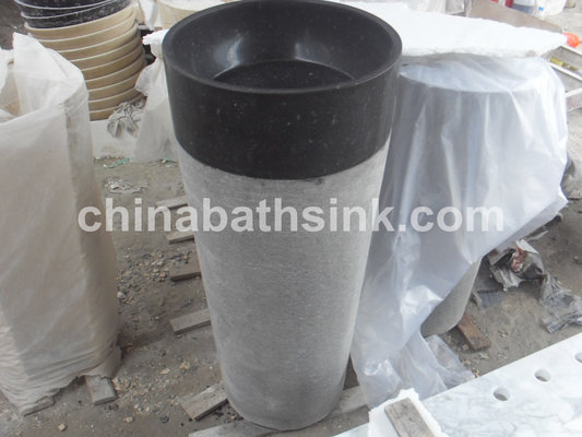 Black Limestone Simple Pedestal Sinks Standing Sinks