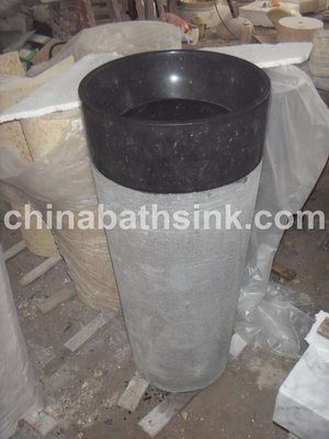 Black Limestone Simple Pedestal Sinks Standing Sinks