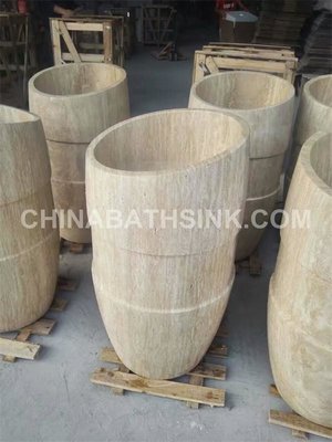 Beige travertine pedestal sinks natural stone standing basin