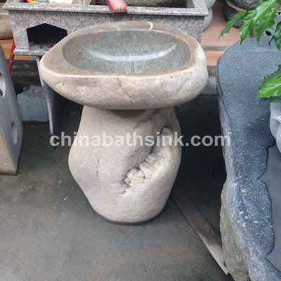 Yellow RIver stone pedestal sinks natural stone free standing basin