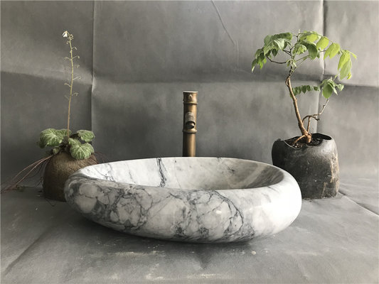 China carrara marble bathroom oval vessel sinks natural stone wash basin marble wash bowl