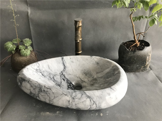 China carrara marble bathroom oval vessel sinks natural stone wash basin marble wash bowl
