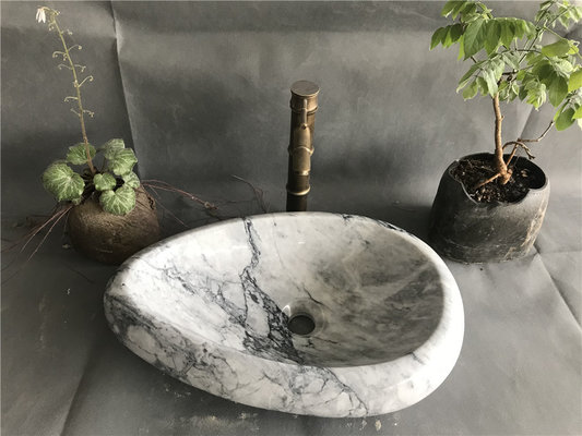 China carrara marble bathroom oval vessel sinks natural stone wash basin marble wash bowl