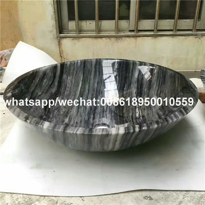 Ancient Wooden Marble round bathroom vessel sinks round wash basin