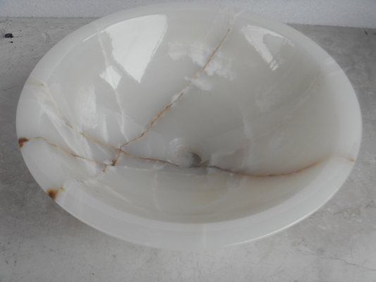 White Onyx Bath Simple Round Sink Stone Wash Basin