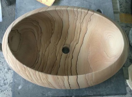 Yellow Sandstone Bath Oval Sink Stone Wash Basin