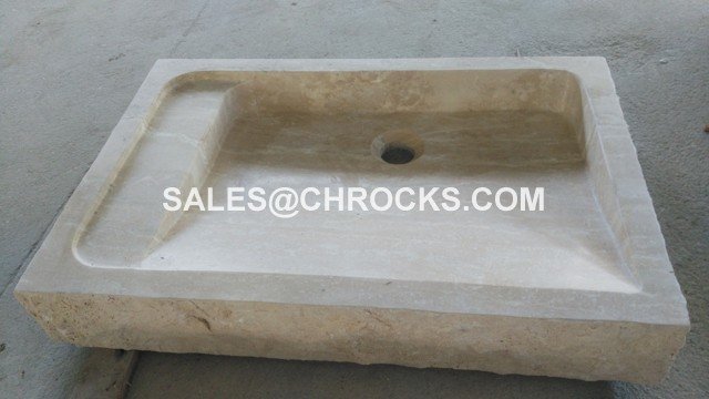 Beige travetine bathroom sinks, travertine vessel sinks, rectangle bath basin, stone wash bowls