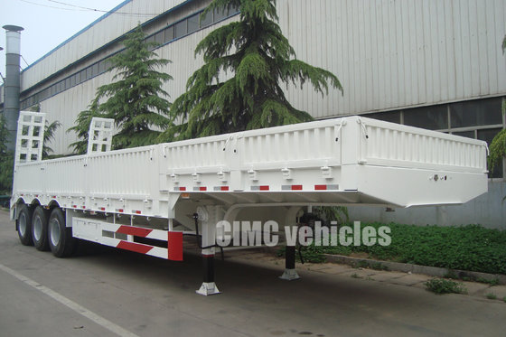 80ton low bed 3 axles platform side wall open lowbed semi trailer | CIMC TRAILER