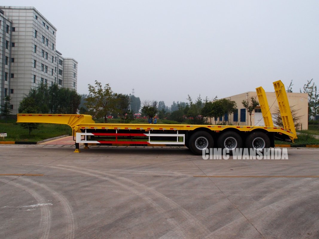 60tons excavator transporter low bed trailer 3-axle semi low-loader with excavator recess | CIMC TRAILERS