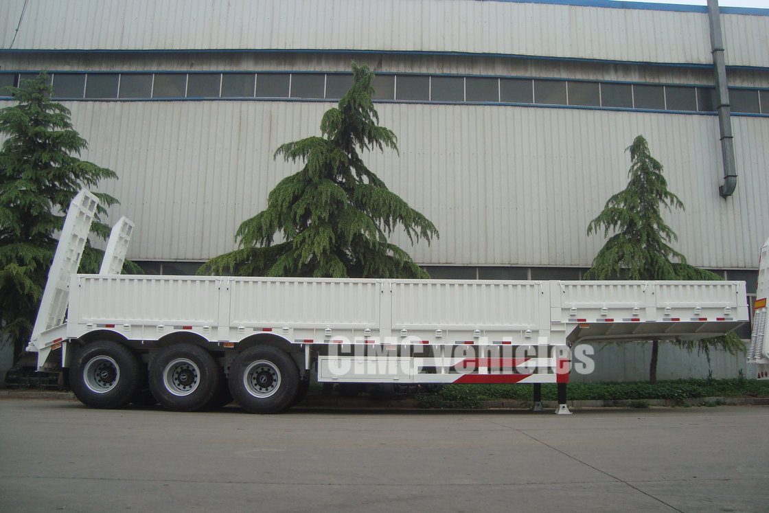 80ton low bed 3 axles platform side wall open lowbed semi trailer | CIMC TRAILER