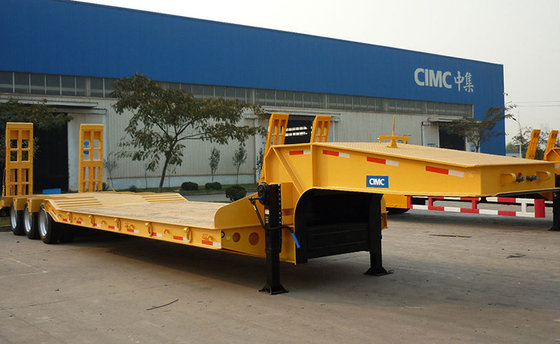 50T Three Axle Low Bed Trailer / Low Bed Steel Aluminum Flatbed Semi Trailer