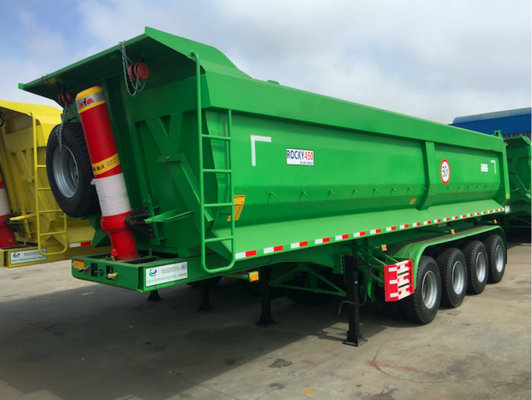 Tractor Pull Behind Dump Trailer Rear Steel Hydraulic Lifting Four Axles
