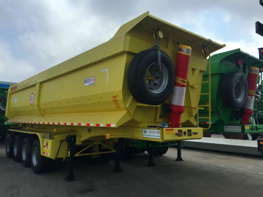 Tractor Pull Behind Dump Trailer Rear Steel Hydraulic Lifting Four Axles