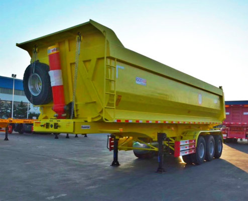 Construction Site Tandem Axle Dump Trailer High Strength Steel Chassis