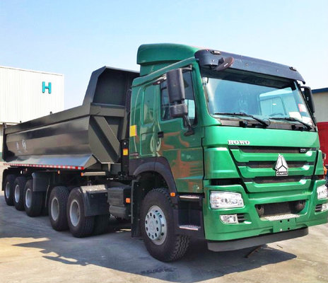 Qingdao CIMC U Shape Tipper Trailer , Dump Truck Trailer 50 Tons HOWO Tractor Head