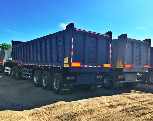12R24 Tyre Tipper Semi Trailer Open Body Impact Resistance Suspension