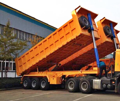 High Performance Flatbed Aluminum Dump Trailer With SINOTRUK Truck Head