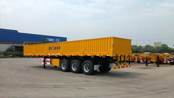 Flatbed 3 Axles 50 Tons Container Hauler Trailer 1000mm High Dropside