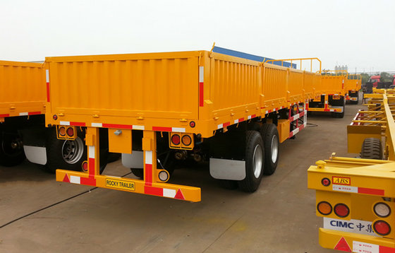 Flatbed 3 Axles 50 Tons Container Hauler Trailer 1000mm High Dropside