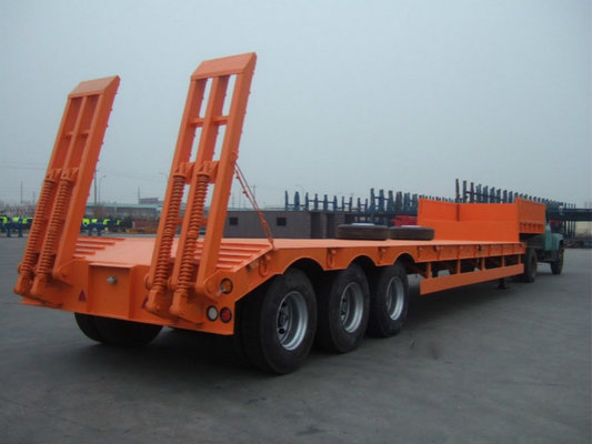 Rear Loading Low Bed Container Trailer 3 Or 4 Axles For Truck Transportation