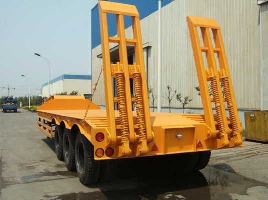 Mechanical Low Bed Trailer Three Axles Low Bed Truck Container Delivery Trailer
