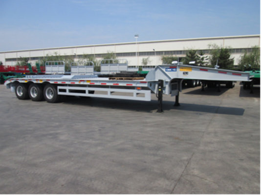 Triple Axles Front Loading Lowboy Semi Trailer 3-3.5m Adjustable Side Width