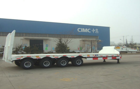 CIMC Original Low Bed Trailer 4 Axles 80ton Machanical Type With HOWO Prime Mover