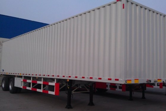 2 axle Corrugated Plate Van Semi Trailer , 13M CIMC Closed Dry Van Trailer