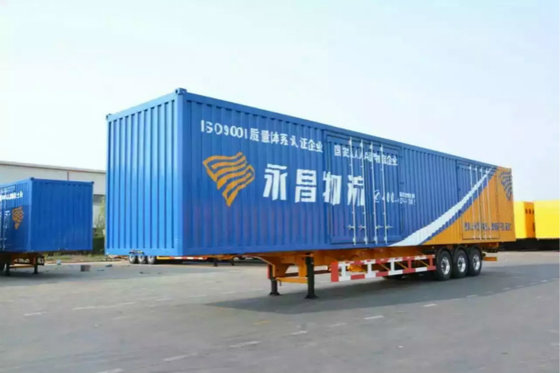 3 axle Corrugated Plate Van Trailer For Logistic Company , 13M CIMC Closed Dry Van Trailer