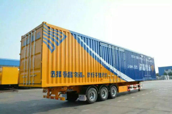 3 axle Corrugated Plate Van Trailer For Logistic Company , 13M CIMC Closed Dry Van Trailer