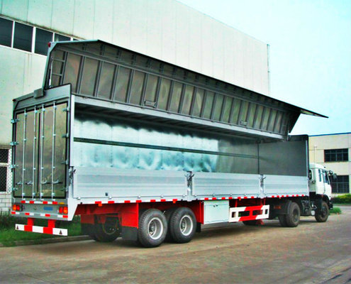 Hydraulic Control Dry Van Trailer Two Sides Wing Opening 30 Tons Capacity