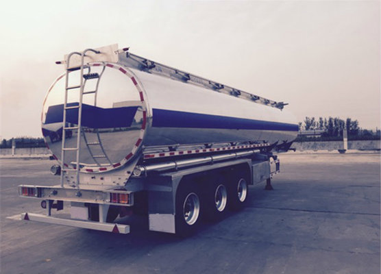 3 Axles 40 Tons Liquid Tank Trailers Mirror Stainless Steel With Insulation Layer