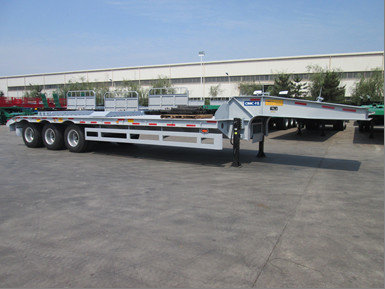 50T Three Axle Low Bed Trailer / Low Bed Steel Aluminum Flatbed Semi Trailer