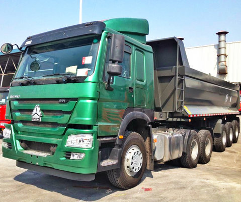 Qingdao CIMC U Shape Tipper Trailer , Dump Truck Trailer 50 Tons HOWO Tractor Head
