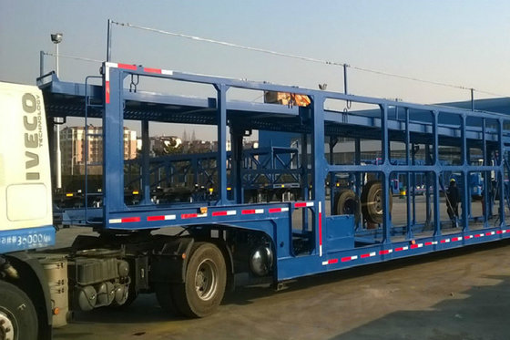 3 Axle 22 Meters Auto Transport Carriers Hydraulic Semi Truck Car Carrier