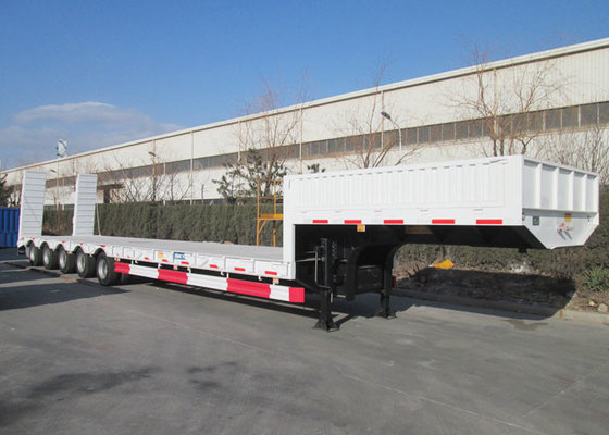 CIMC 65 ton new gooseneck low bed tri-axle low bed transport loader  trailers with spring ladder for sale