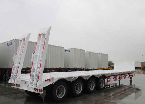 CIMC 65 ton new gooseneck low bed tri-axle low bed transport loader  trailers with spring ladder for sale