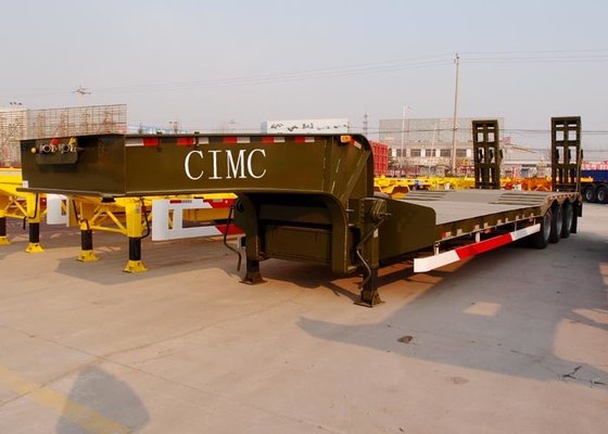CIMC best flatbed lowbed trailer for equipment transport goose neck trailer for sale