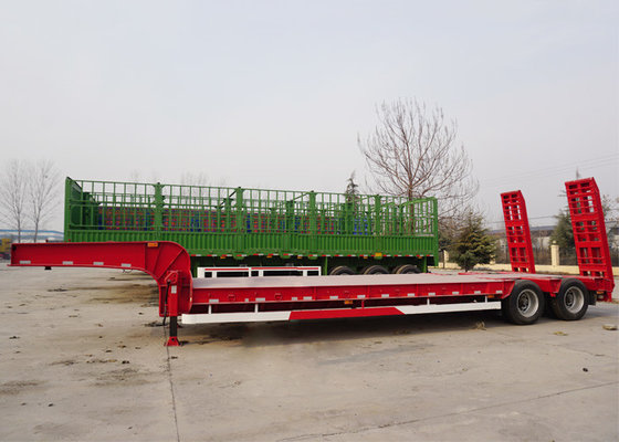 CIMC 60 t hydraulic low bed trailer excavator transport semi trailer dimension of 16m 3 axles