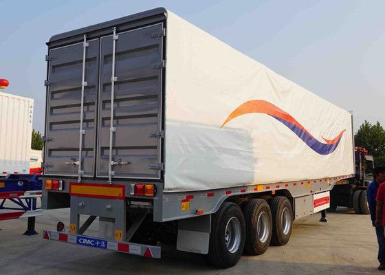 CIMC 3 axle enclosed tautliner semi trailer with side curtain semi remorque cargo trailer huckepack mesh trailer