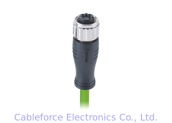 Industrial Ethernet M12 Connector 4 Pin Female D Coding With 22 AWG 2 Pair Cable
