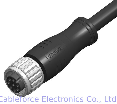 8 Pin M12 Plug Connector A Coded Female Shielded Connector Molded PUR Cable