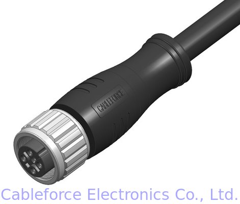 A - Coding M12 Plug Connector Shielded 5 Pin Female Connector Molded With PUR Cable