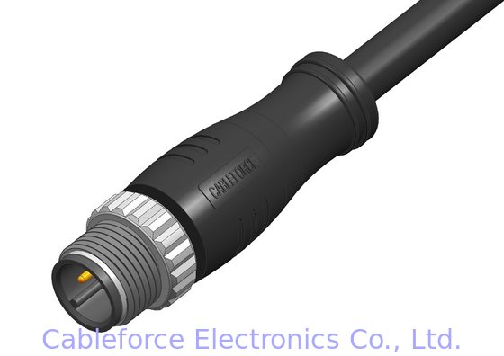 Straight Molded M12 Plug Connector Male A Coding 3 Poles IP68 For LED Display Panel