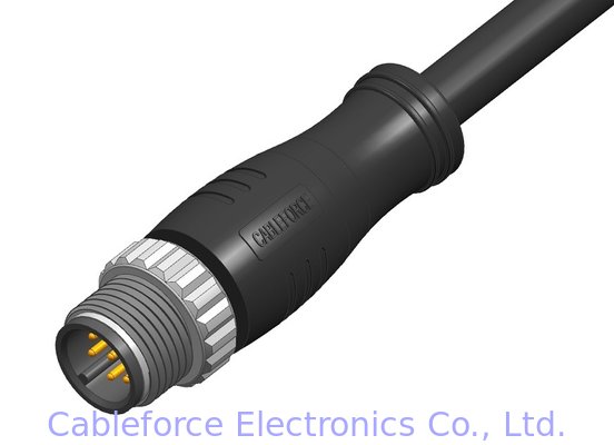 8 Poles M12 Plug Connector Male IP67 Straight Molded With PUR Cable Shielded
