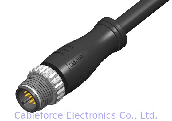 12 Pin Waterproof Connector , Male M12 Electrical Connector With PUR Cable Shielded